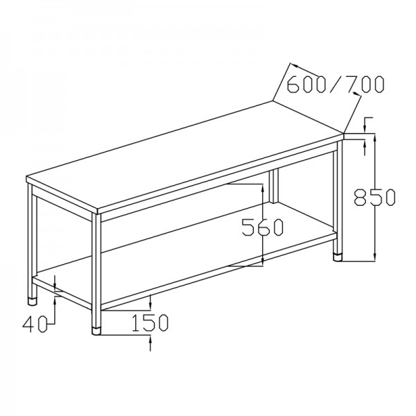 Neutral stainless steel work table with bottom shelf