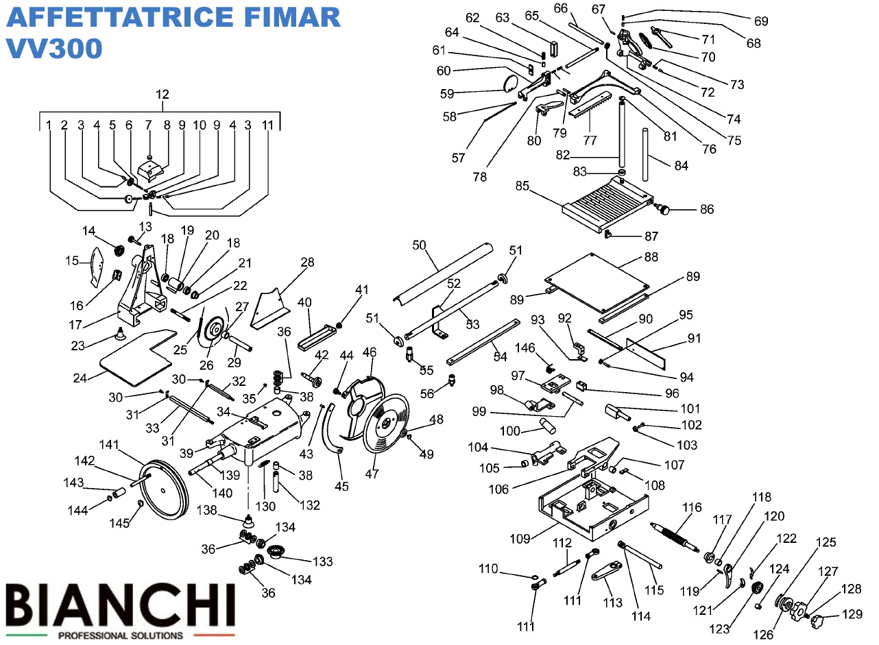 Esploso ricambi per Affettatrice a volano Fimar VV300 - Bianchi ...