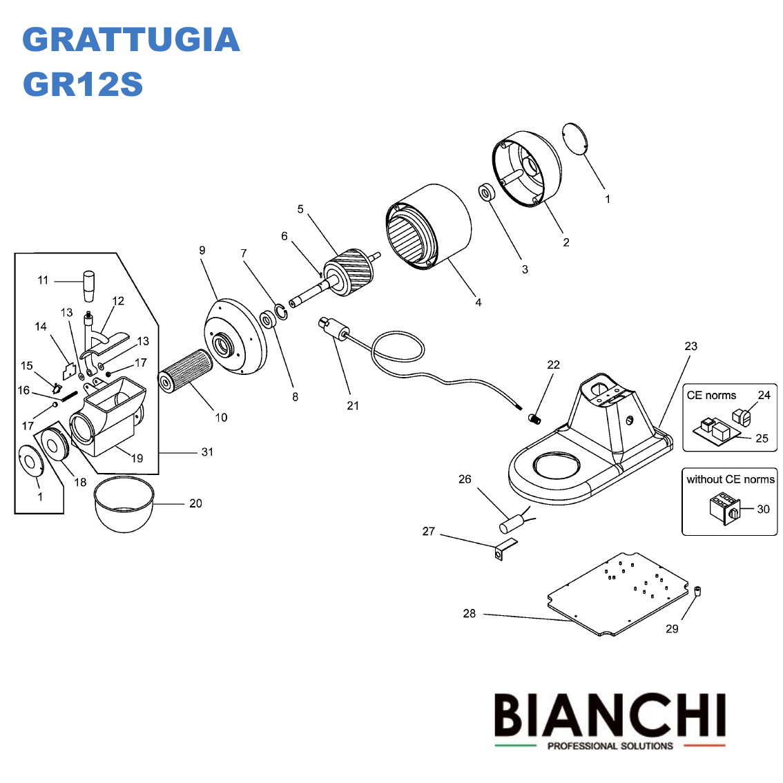 Exploded view for spare parts for grater Fimar GR12S - Bianchi ...
